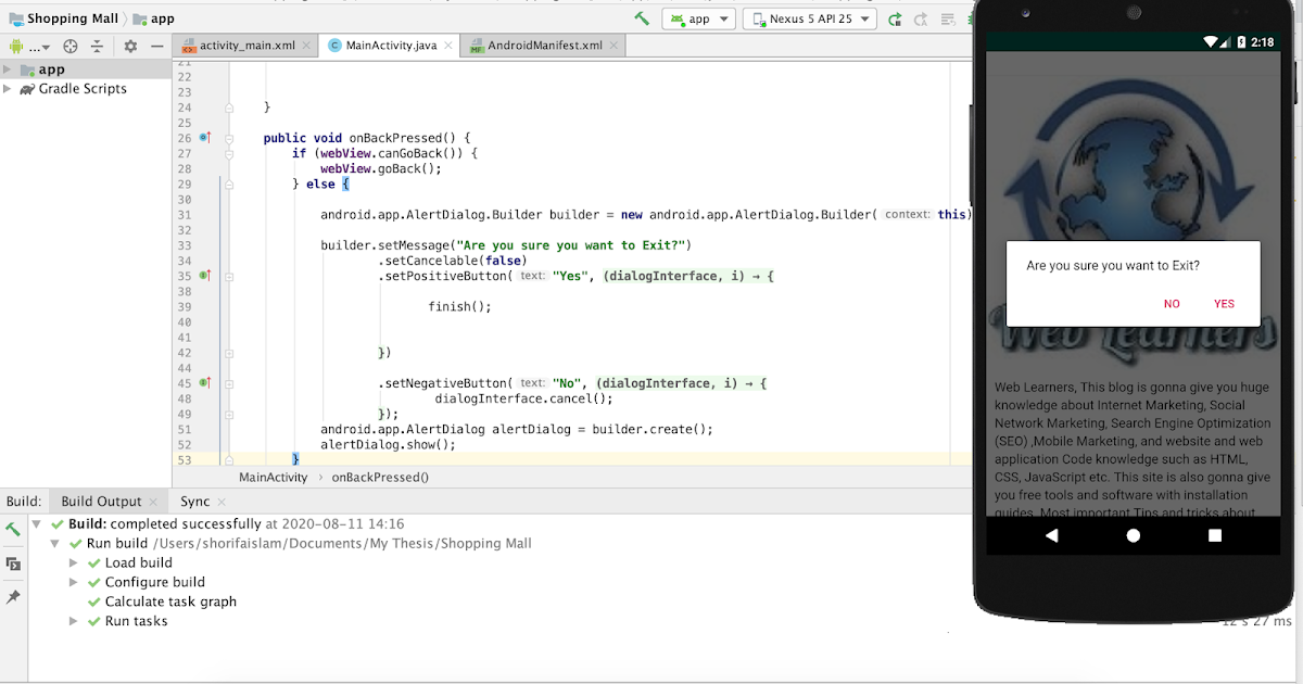 How To Show Exit Dialog In Android App Exit Dialog On Home Screen Web Learners