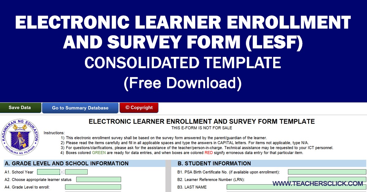 Electronic Learner Enrollment and Survey Form (Consolidated Template ...