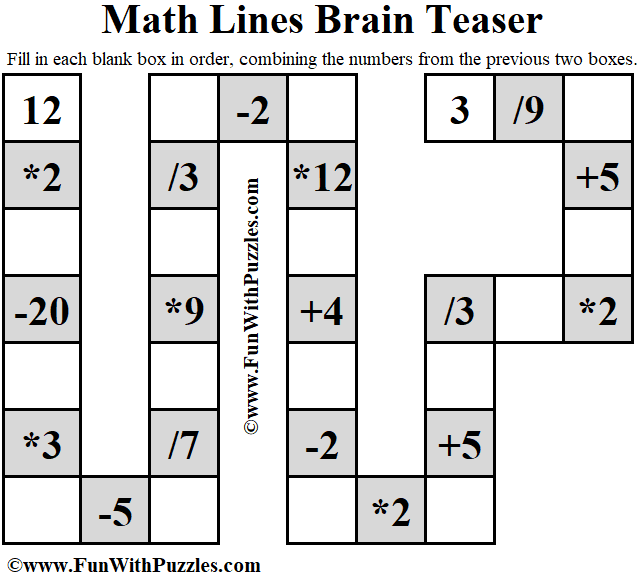 Puzzles for Teens | Math Lines Brain Teaser