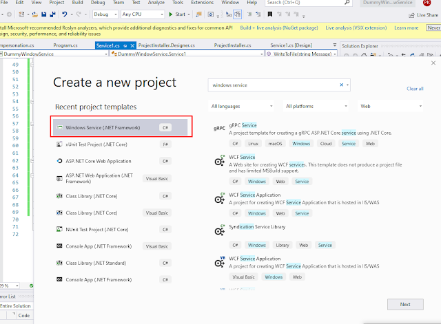 Windows service Lesson 1 - Creating windows service in visual studio ...