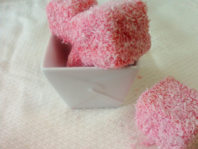 The art of flour: Pink Lamingtons