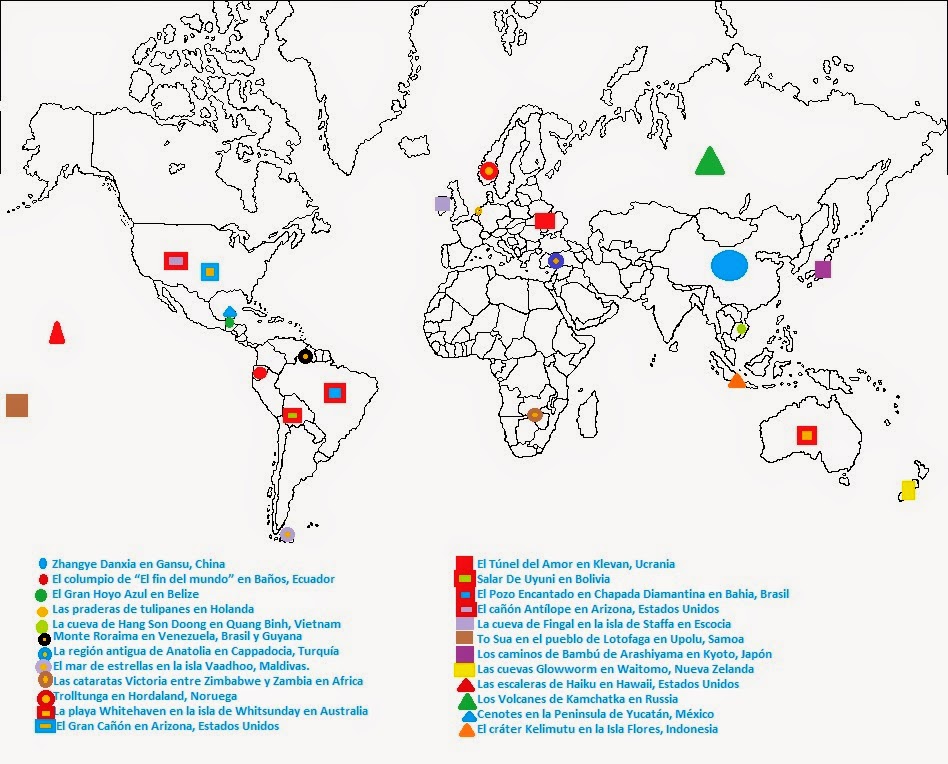 27 LUGARES MAS HERMOSOS DEL MUNDO : MAPA GEOGRÁFICO
