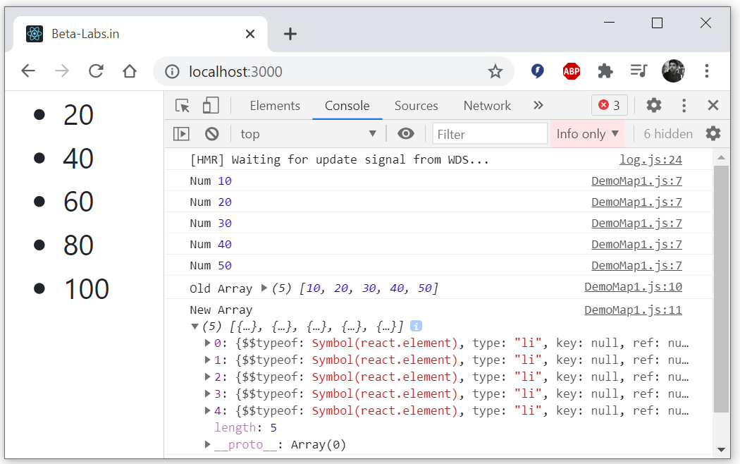 Beta-Labs: Displaying List in React