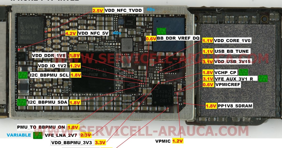 voltajes iPhone 7 intel