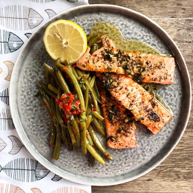 Zalmforel in citroen lookboter