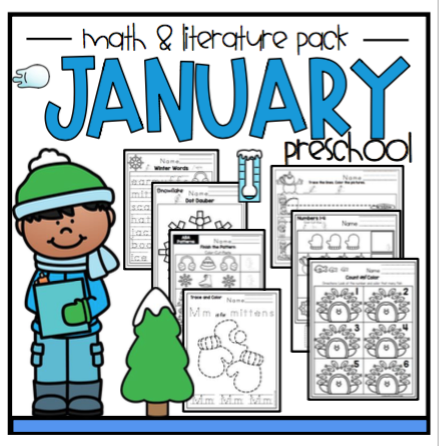 January Math and Literature Pack Preschool "No Prep" ~ Preschool Printables