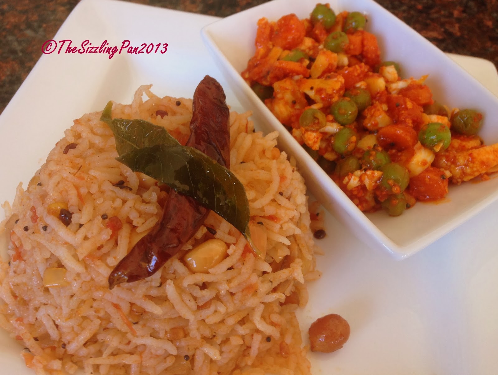 The Sizzling Pan: Tomato Rice and Mixed Vegetable Pickle