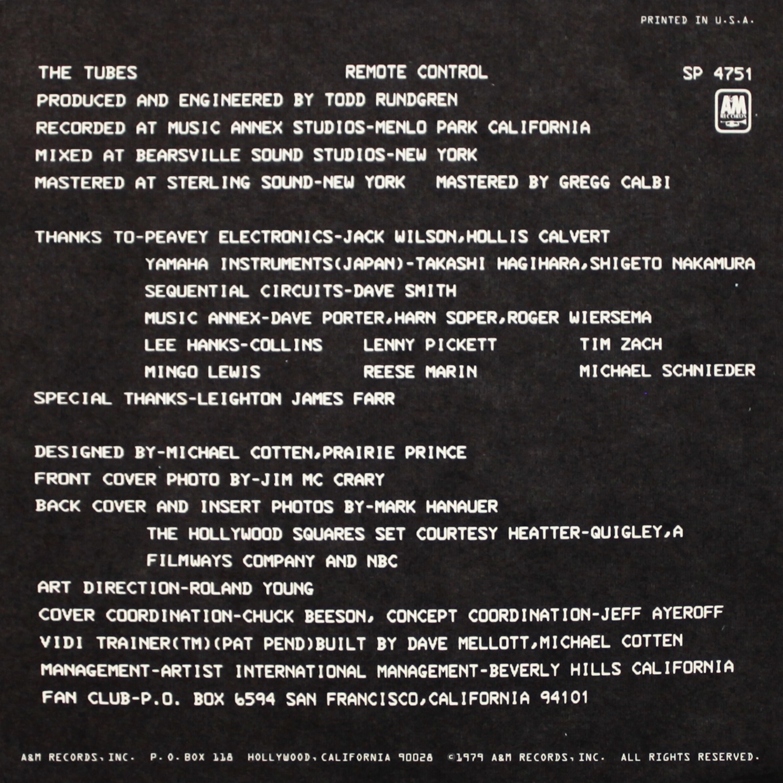 1979 Remote Control - The Tubes - Rockronología