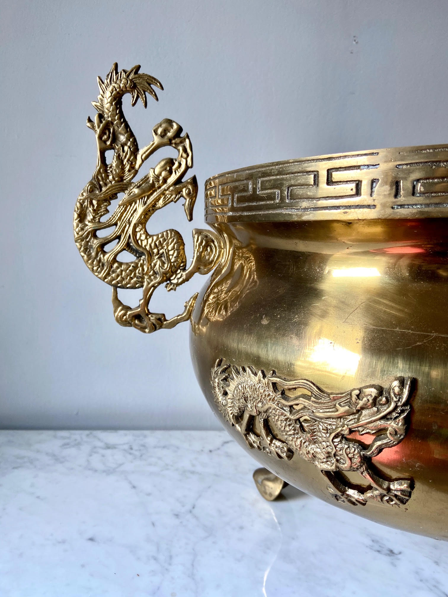 Honeywood Studio: Large 19th Century Chinese Brass Jardinière or Planter
