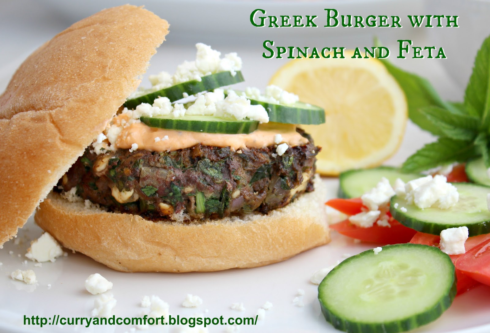 Kitchen Simmer: Greek Style Spinach and Feta Burgers (Burger Week) #burgers