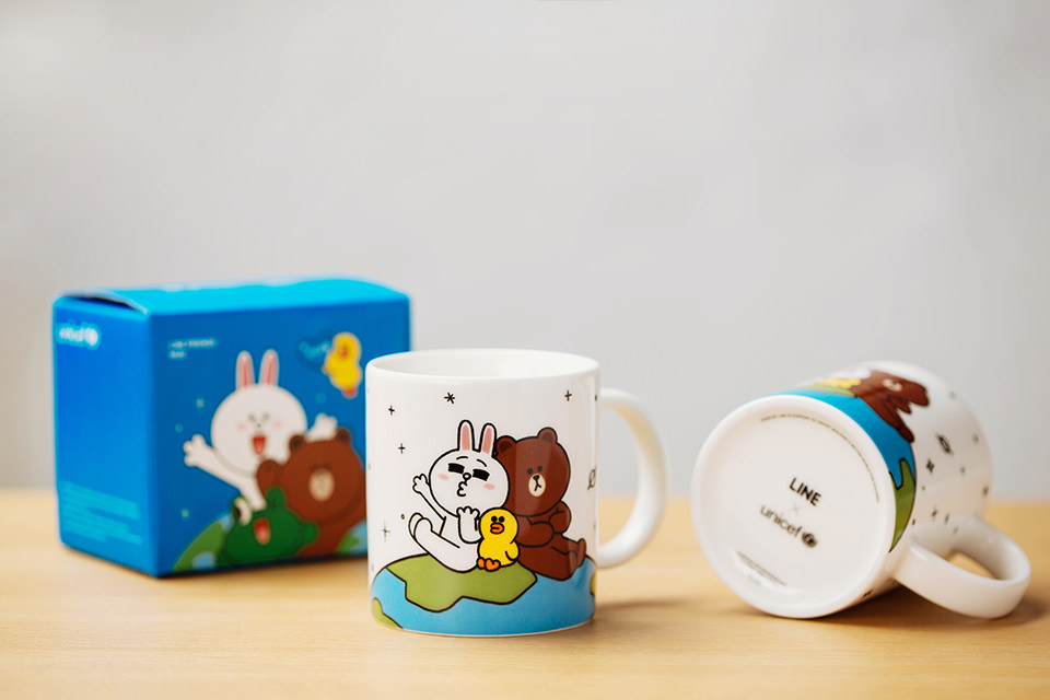 LINE FRIENDS x UNICEF BROWN CONY Characters Cute Ceramic Coffee Mug Cup ...