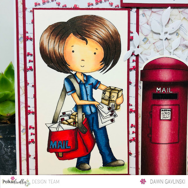 Polkadoodles Post Woman / Just for You Card / Copic Coloring