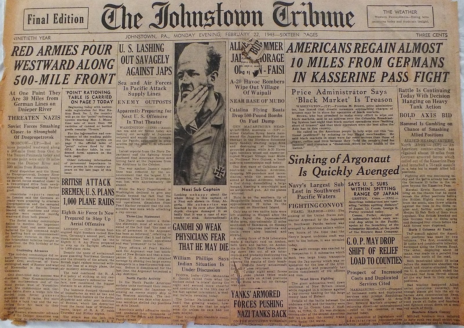The Johnstown Tribune - WWII: February 22, 1943: AMERICANS REGAIN ...