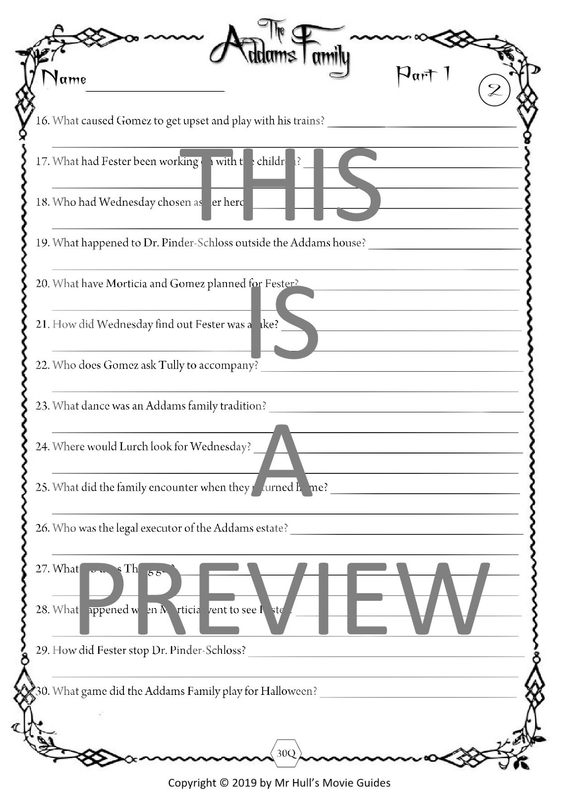 The Addams Family Movie Guide + Activities - Answer Keys Included ...