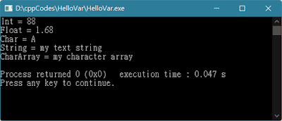 Code & Flow Chart !: C++ 基本 顯示各類資料型態功能 C++ basic Display multi-data ...