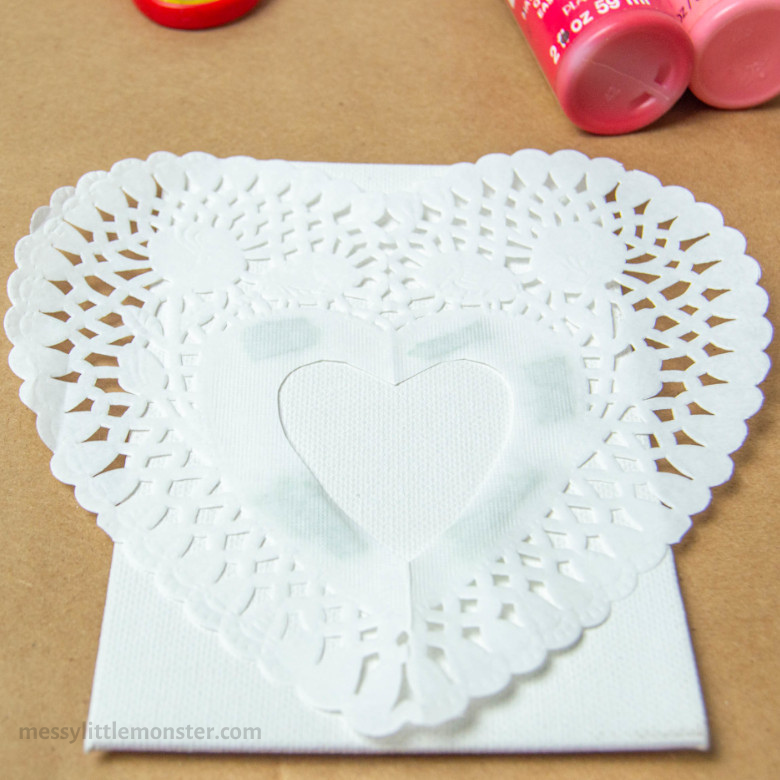 Paper Doily Heart Craft - wall worthy heart art! - Messy Little Monster