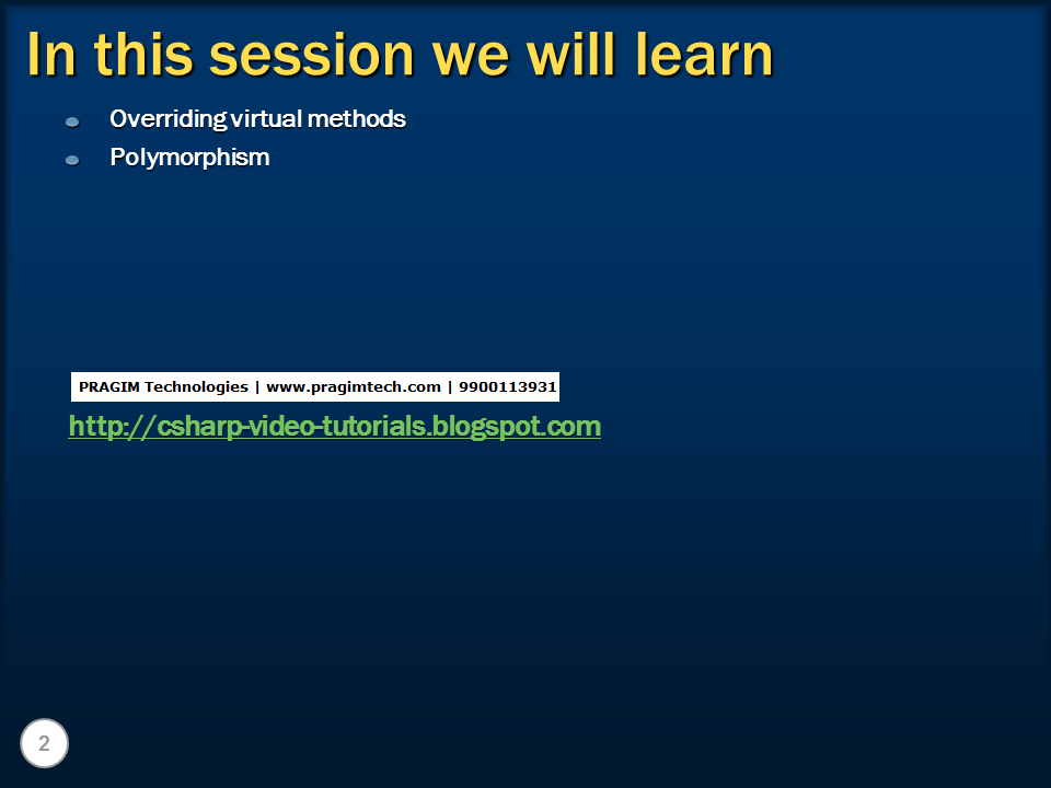 Sql server, .net and c# video tutorial: Part 23 – Polymorphism in C#