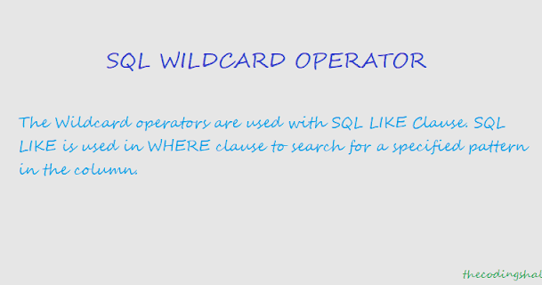 SQL Wildcard Operators - The Coding Shala