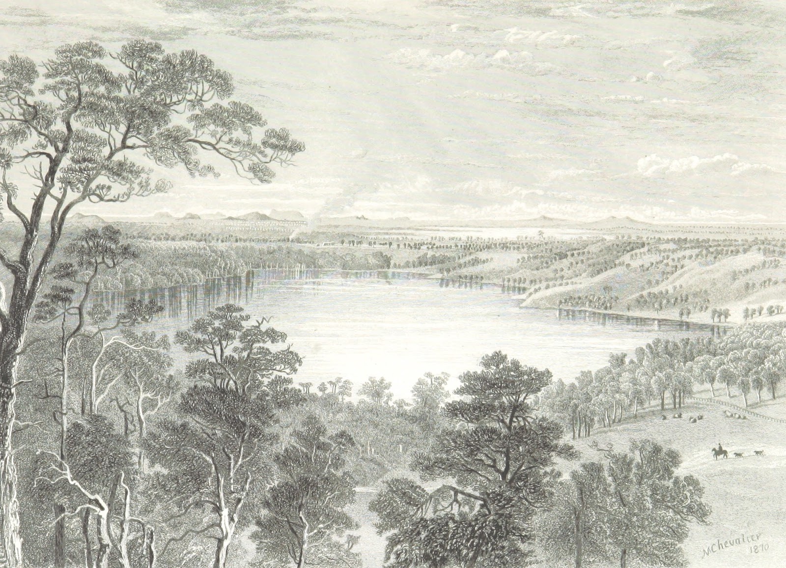 The Basin Bank, Victoria - c. 1870's Engraving of a Drawing by Nicholas ...