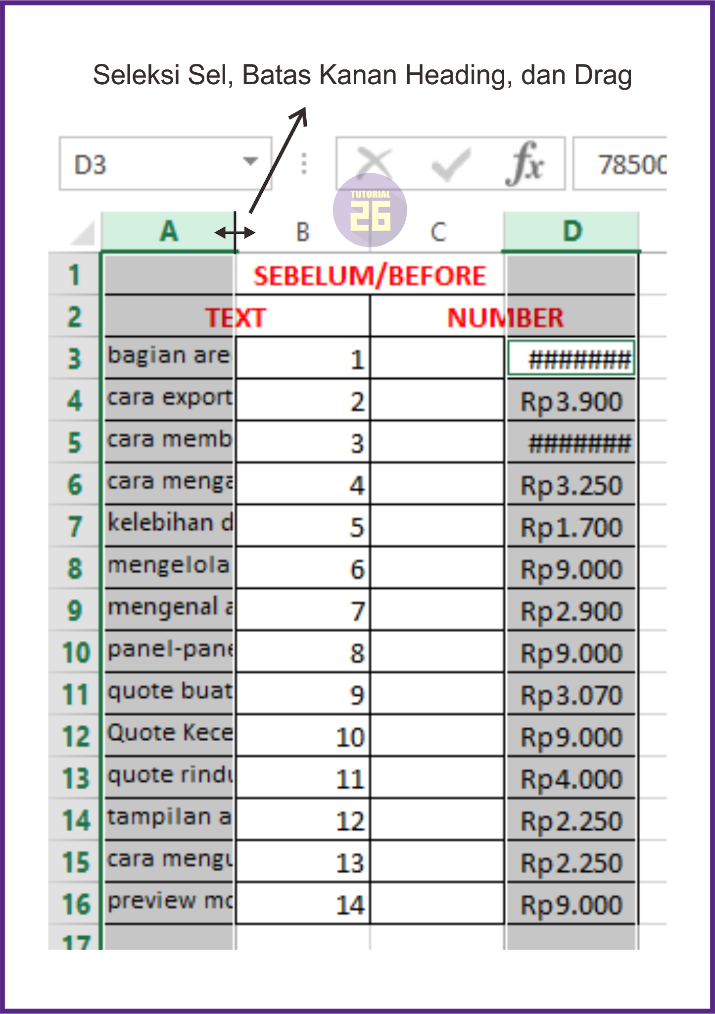 Cara Cepat Mengatur Lebar Kolom dan Tinggi Baris Excel