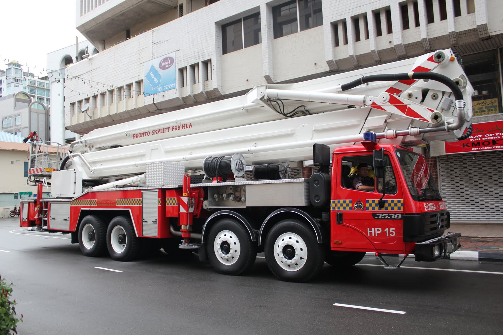 Brunei Fire&Rescue Department Appliances: Mercedes 3856 with Bronto ...