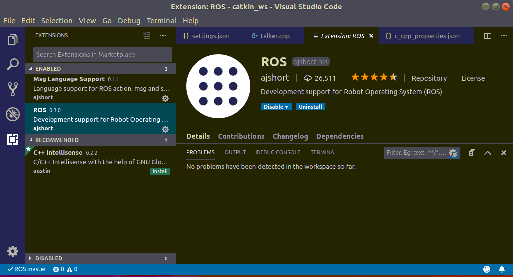 dominoc925: Setting up Visual Studio Code for working with ROS C++ on ...