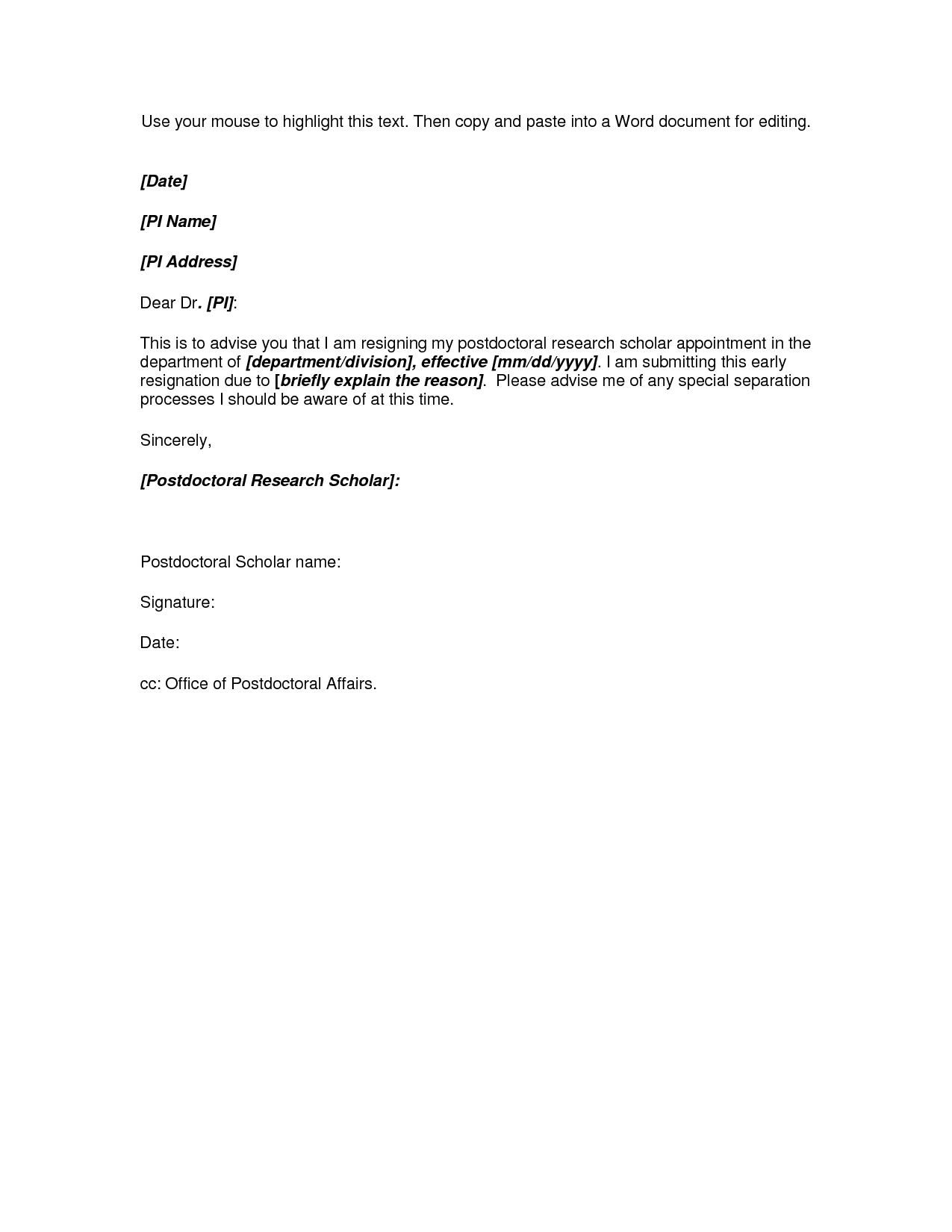 Microsoft Office Resignation Letter Template ~ Resume Letter