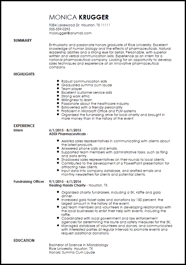 Sample Entry Level Healthcare Resume ~ Resume Letter