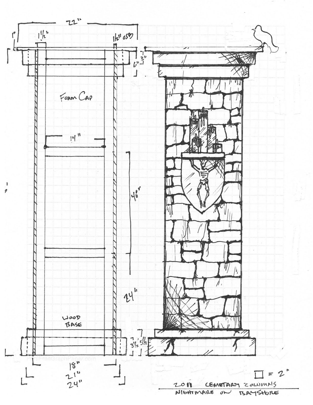 Nightmare on Bayshore Crypt Cemetary Columns | Halloween Forum