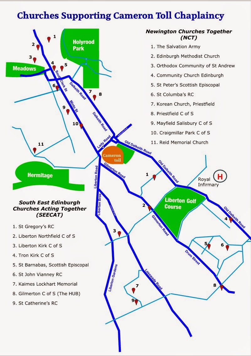 Cameron Toll Chaplaincy: CTC NCT and SEECAT supporting churches & Map