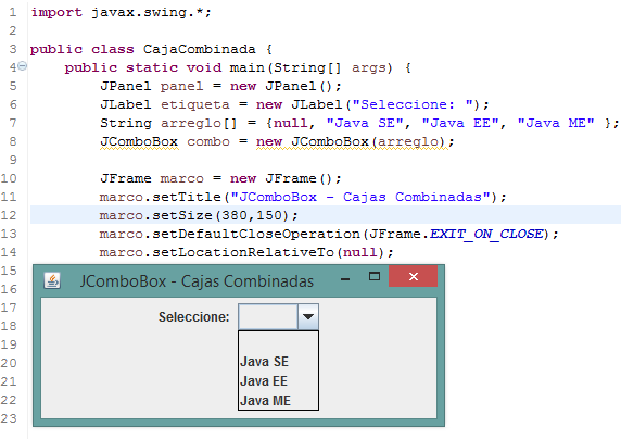 Una Taza de Java: Componentes básicos: JCheckBox, ButtonGroup y JComboBox
