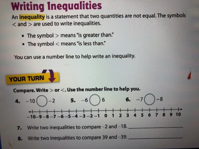 Mrs. Negron 6th Grade Math Class: Lesson 1.2 Comparing and Ordering ...