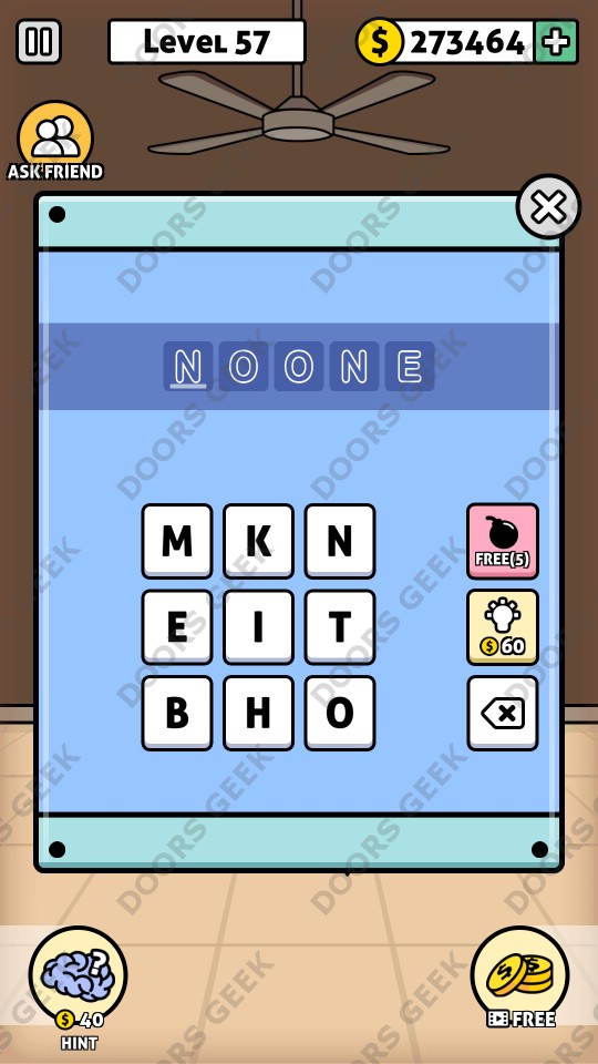 Escape Room: Mystery Word Level 57 Answer ~ Doors Geek