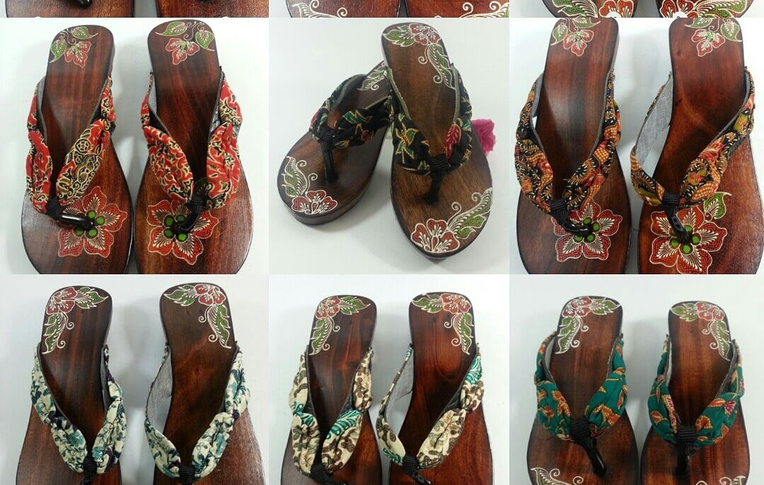 sandal batik murah, sandal kayu tradisional dengan kombinasi batiik ...