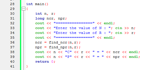 Program to Find nCr and nPr (Combinations and Permutations)