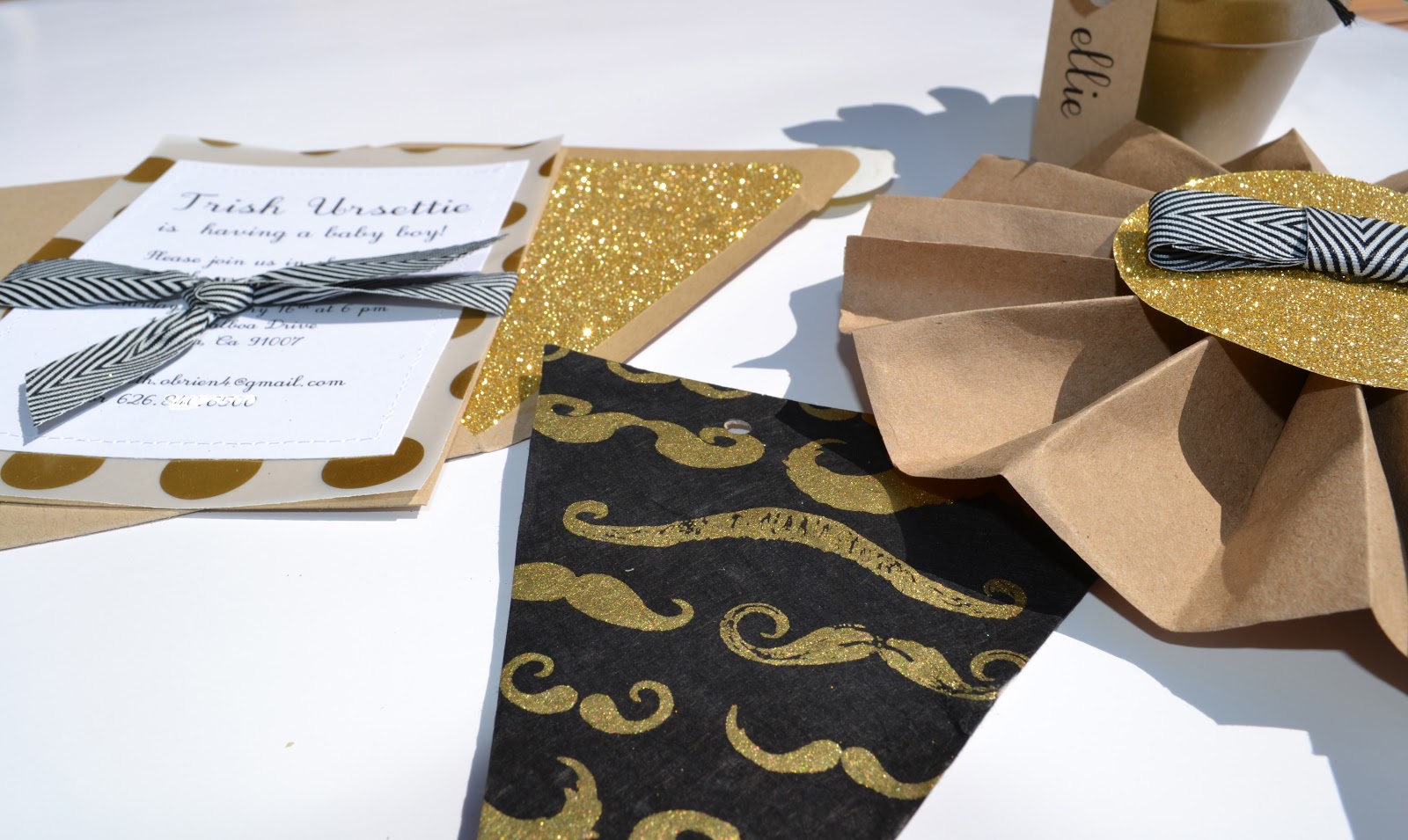 elliebellie handmade: black, white, & gold baby shower - details