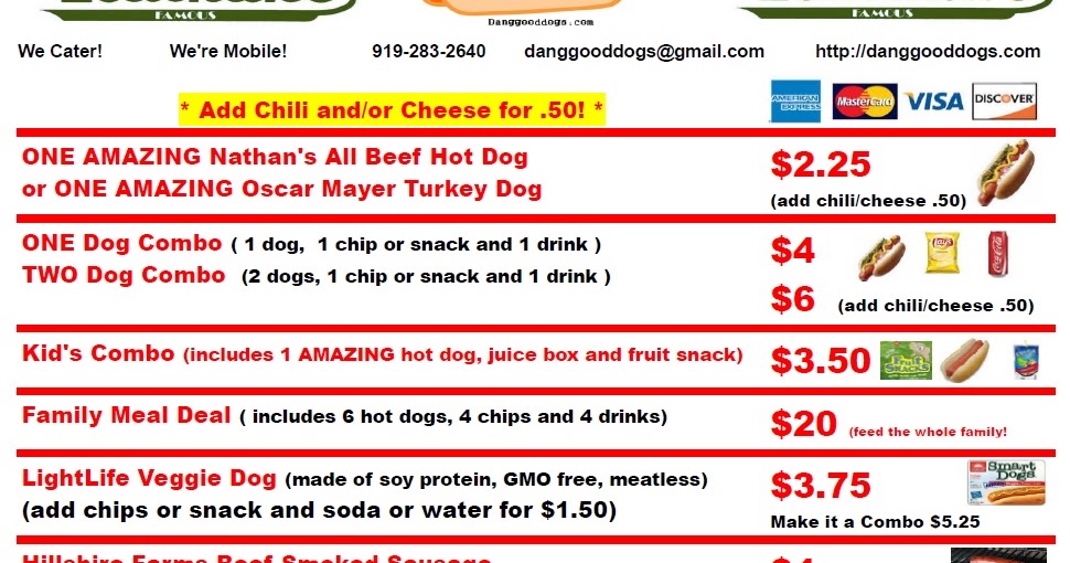Dang Good Dogs, LLC: Location/Menu