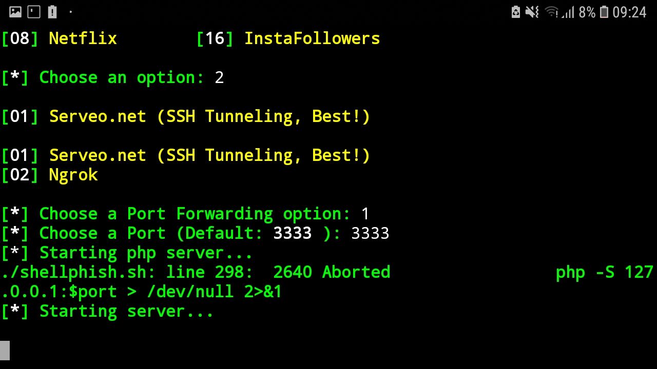 Instalar Framework Shellphish