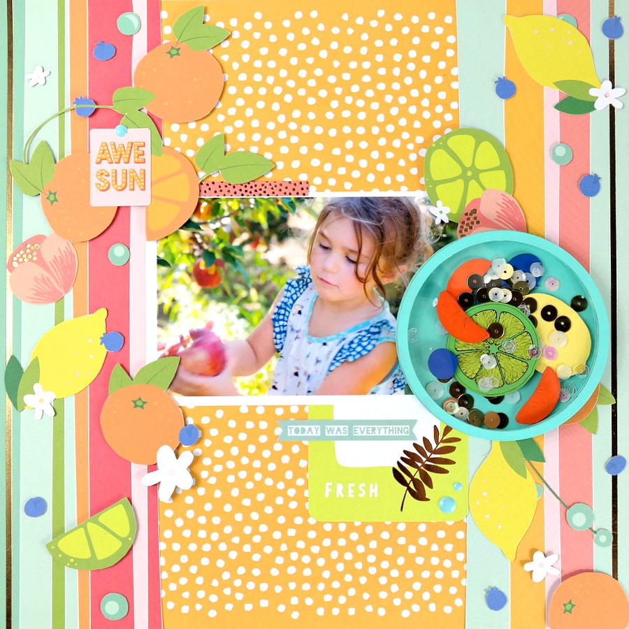 Tutti Frutti Summer Scrapbook Layout - Creative Embellishments