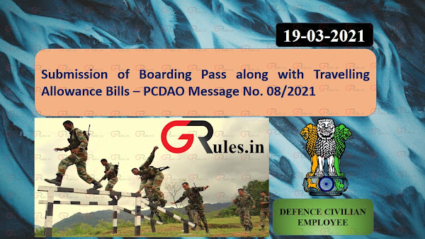 Submission of Boarding Pass along with Travelling Allowance Bills ...