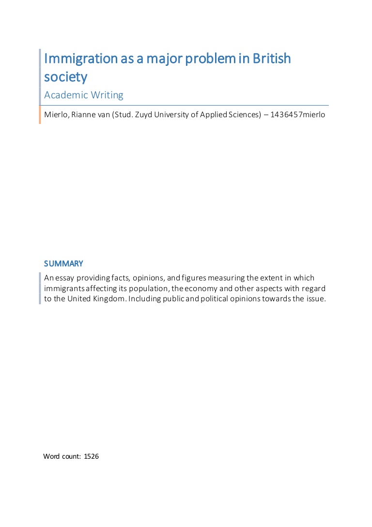 essay examples: Immigration Essay