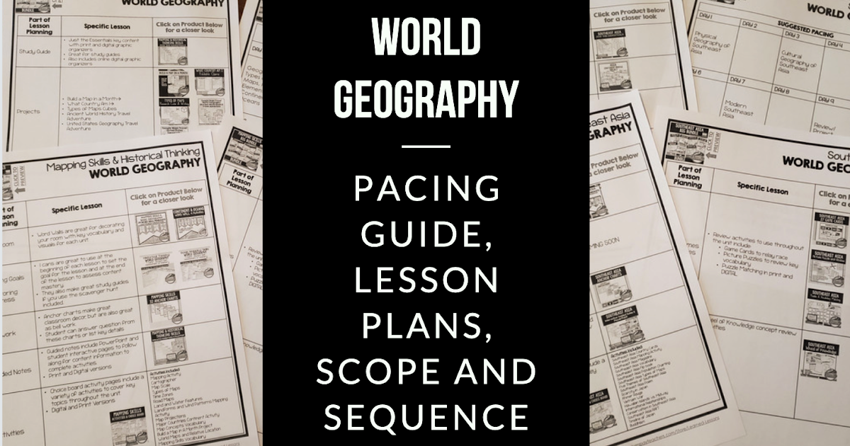 World Geography Lesson Plan Guides, World Geography Pacing Guide, World ...