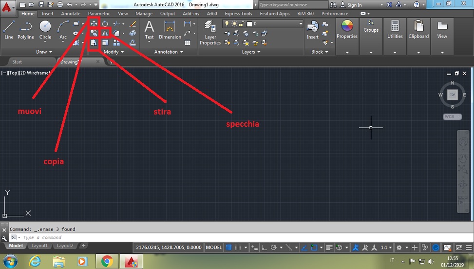 Comandi CAD move/copy/stretch/mirror