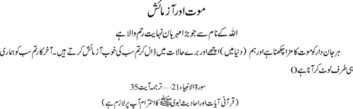 The Muslims: Mout aur Azmaish (Surah Anbiya, Ayat 35)