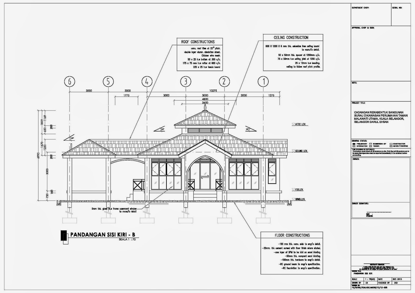 SURAU TAMAN MALAWATI UTAMA: Pelan tapak surau