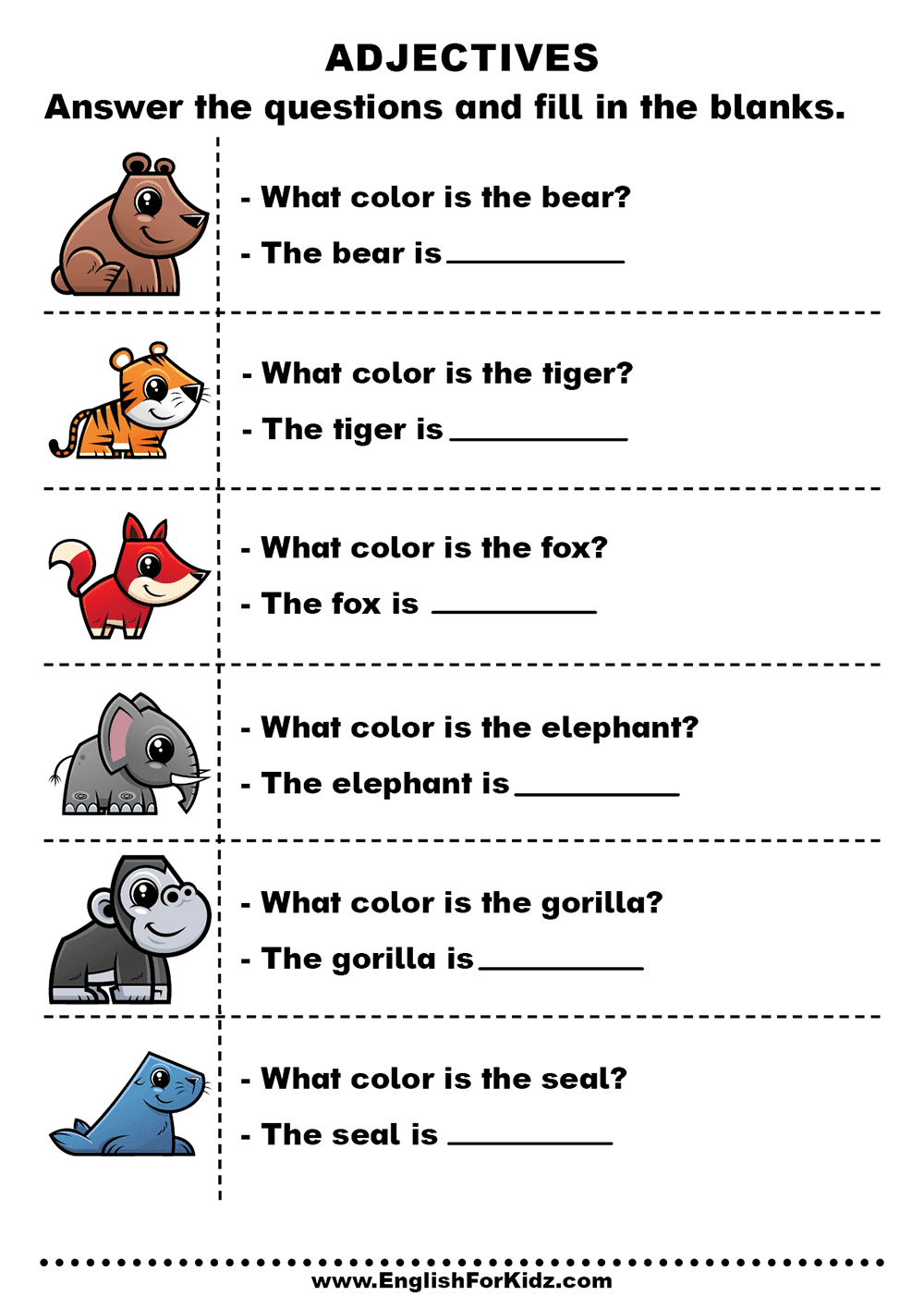 Adjectives Worksheets and Exercises