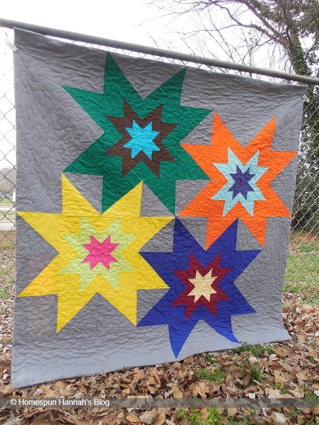 Homespun Hannah's Blog: Exploding Stars quilt top completed!