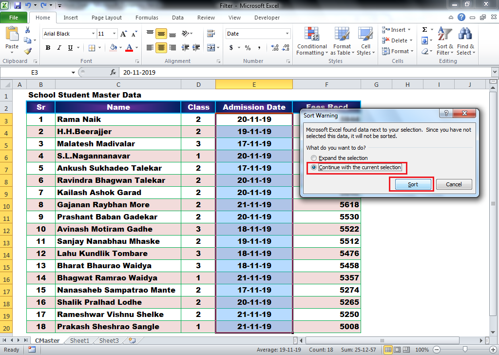 Learn Basic Data Sorting In Ms Excel Data Sort By Date Oldest To Newest And Newest To Oldest