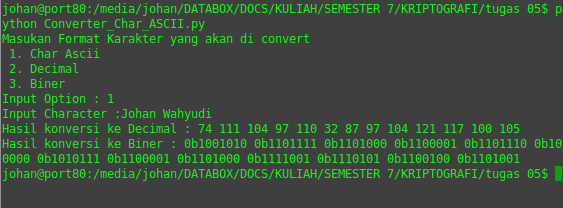 Converter Character ASCII Using Python - Johan Wahyudi