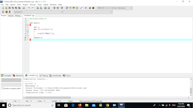 Program to print odd numbers less than 20 using for loop. ~ Bit ...